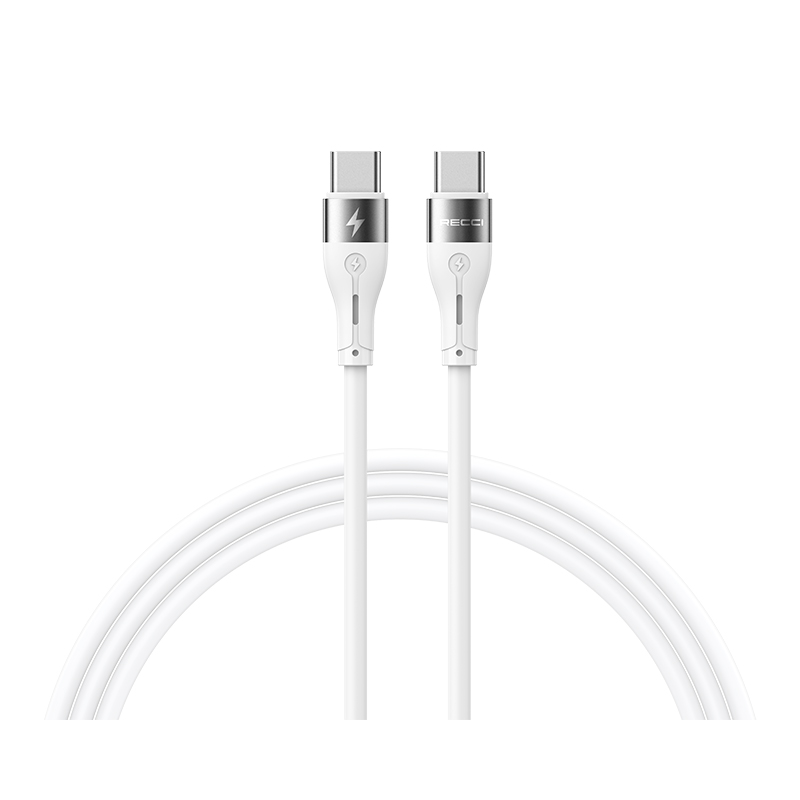 RECCI RS11CC 65W TYPE-C TO TYPE-C SILICONE FAST CHARGING CABLE 1M - WHITE