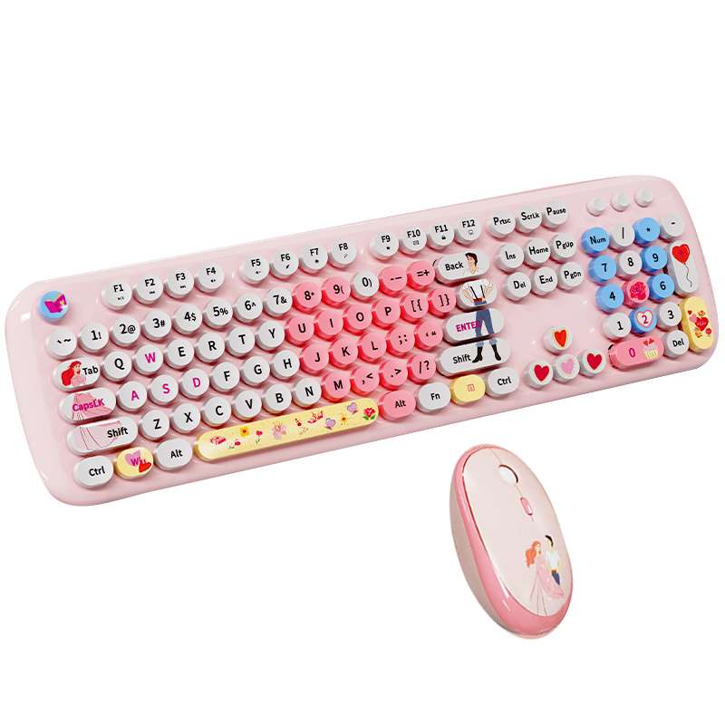 Disney Princes 2 4ghz Wireless Keyboard And Mouse Combo Set Pink
